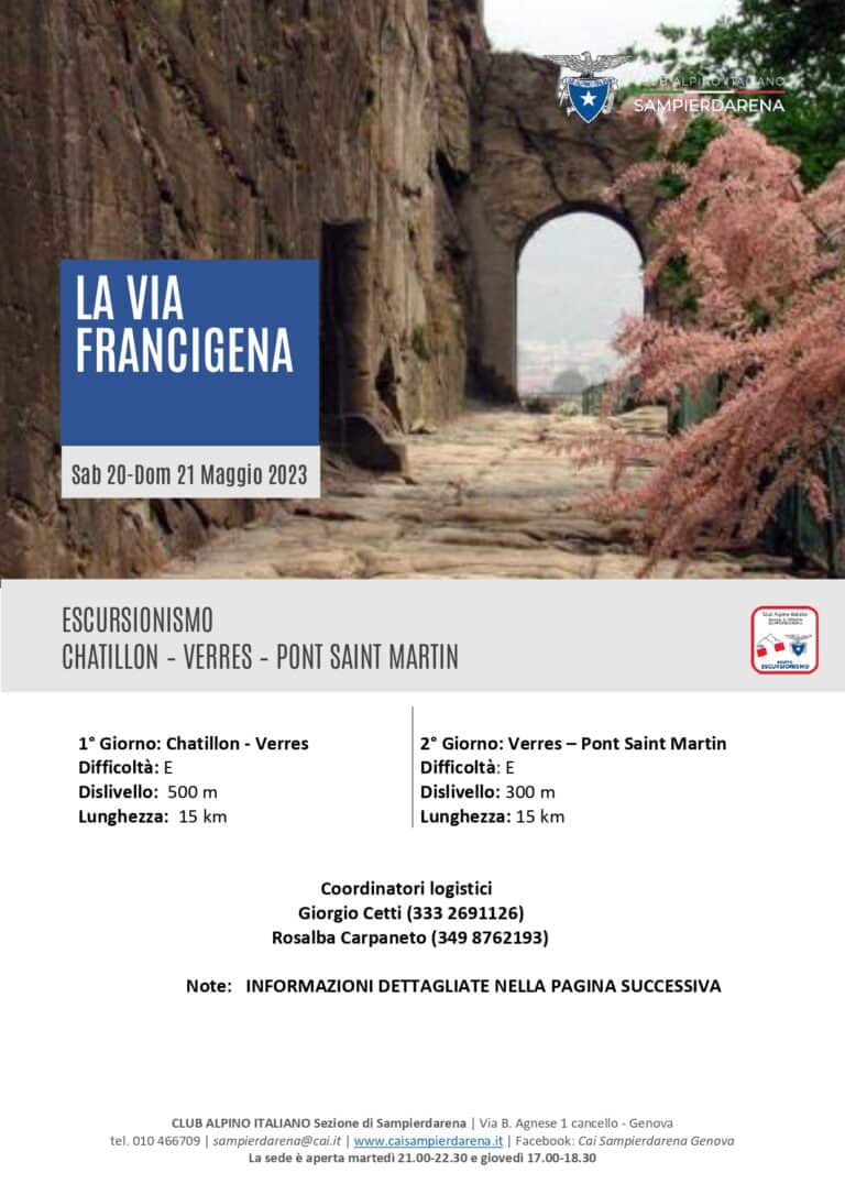 20-21 Maggio 2023 - Escursionismo - Via Francigena | CAI Sampierdarena